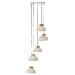 Brilliant Pendelleuchte "Nalam", beige (natur, beige), 5, &Oslash; 45cm, 1 Stk., Leuchten, 166 x 45 cm, E14, k&uuml;rzbar, Metall/Holz, natur/beige, Pendelleuchte