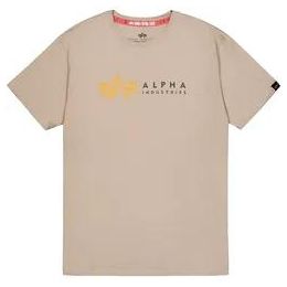 T-Shirt Alpha Industries "Alpha Label T-Shirt", Herren, Gr. S, beige (vintage sand), Obermaterial: 100% Baumwolle, Shirts T-Shirt