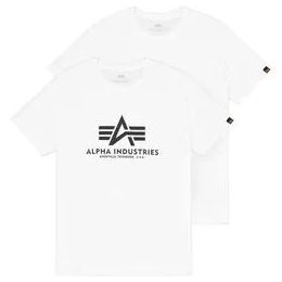 T-Shirt Alpha Industries "Basic T-Shirt BL 2 Pack", Herren, Gr. M, wei&szlig;, Obermaterial: 100% Baumwolle, Shirts T-Shirt