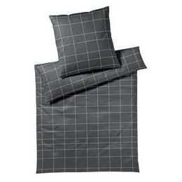 Bettw&auml;sche Elegante "Cross", grau (basalt), B/L: 135cm x 200cm, 1 Stk., 1 Stk., Mako-Satin, B/L: 80cm x 80cm, 2 Stk., Mako-Satin, Obermaterial: 100% Baumwolle, Bettw&auml;sche, Bettw&auml;sche, angenehmes Hautgef&uuml;hl