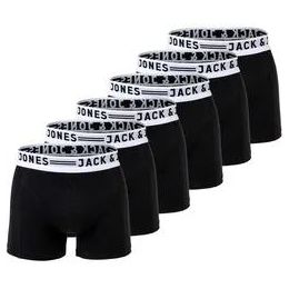 Jack & Jones Boxershorts JACK & JONES "Boxershort SENSE TRUNKS 3 PACK 6er Pack", Herren, Gr. XXL, schwarz (schwarz, wei&szlig;), Obermaterial: 95% Baumwolle CO. 5% Elasthan EL., Unterhosen