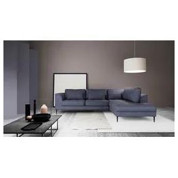 Ecksofa Trendmanufaktur "Luzi, wahlweise mit Schlaffunktion und Bettkasten, gem&uuml;tlich, L-Form", blau (moonlight ocean), Sofas, B/H/T: 264cm x 80cm x 203cm, Samtvelours, Ottomane rechts, ohne Schlaffunktion, ohne Bettkasten, 100% Polyester, Ecksofa, Designsofa mit Ottomane, Metallf&uuml;&szlig;e schwarz, Breite 264 cm, B:264cm H:80cm T:203cm