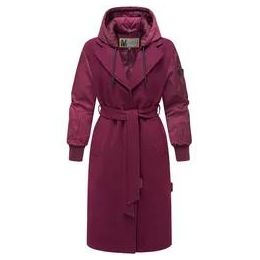 Winterjacke Marikoo "Tjadee", Damen, Gr. S, rot (wine), Obermaterial: 90% Polyacryl, 8% Viskose, 2% Elasthan; Innenseite: 100% Polyester; Futter: 100% Polyester, Jacken Winterjacke, Langer Wickelmantel