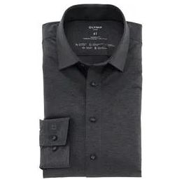 Langarmhemd OLYMP "Luxor 24/Seven modern fit Jerseyshirt", Herren, Gr. 41, N-Gr, grau (anthrazit), Jersey, Obermaterial: 92% Baumwolle, 8% Elasthan, Hemden, mit geruchshemmenden Materialeigenschaften