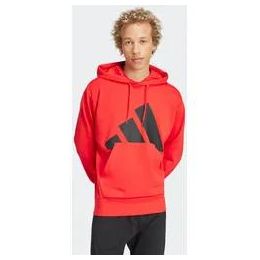 Kapuzensweatshirt Adidas SPORTSWEAR "ESSENTIALS BIG LOGO FRENCH TERRY HOODIE", Herren, Gr. S, rot (pure ruby, schwarz), Obermaterial: 55% Baumwolle, 36% Polyester, 9% Viskose, angesetztes B&uuml;ndchen, Sweatshirts