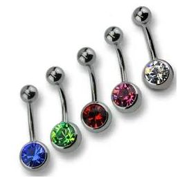 Bauchnabelpiercing ZEEme "Piercing Set 316l CHS Stahl Kristall", grau (grau, multi), Piercings, Damen, Edelstahl