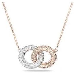 Kette mit Anh&auml;nger Swarovski "Dextera Round", gold (metallfarben, ros&eacute;goldfarben, kristallwei&szlig;, rosa), Halsketten, Damen, Metall, L: 43, mit Swarovski Kristall