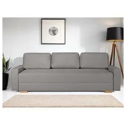 3-Sitzer Home Affaire "SHERIDIAN Schlafsofa mit Bettkasten, in Feincord & Velvet", grau, B:225cm H:80cm T:94cm, 100% Polyester, Sofas, mit Wellenunterfederung, moderne Bez&uuml;ge, B/H/T 225/94/80