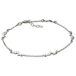 Fu&szlig;kette Vivance "925 Silber rhodiniert Motiv Delfine", wei&szlig;, Fu&szlig;ketten, Damen, 24cm, Silber 925 (Sterlingsilber), gl&auml;nzend, Fu&szlig;kettchen