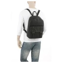 Cityrucksack Mustang "Gonesse", Herren, Gr. B/H/T: 28cm x 42cm x 12cm, schwarz, Leder, Rucks&auml;cke Cityrucksack, Rucksack, Backpack, Freizeitrucksack