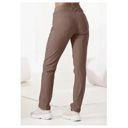 H.I.S. Schlupfhose H.I.S, Damen, Gr. 48/50, N-Gr, grau (taupe), Obermaterial: 70% Baumwolle, 25% Polyester, 5% Elasthan, unifarben, Basic, bequem lang, Hosen Schlupfhose, in Jeans Optik, Loungewear