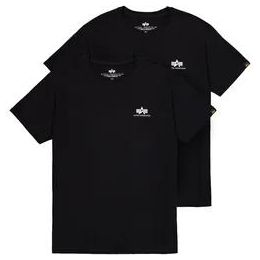 Rundhalsshirt Alpha Industries "Basic T Small Logo 2 Pack", Herren, Gr. XL, schwarz, Single Jersey, Obermaterial: 100% Baumwolle, bedruckt, regular fit normal, Rundhals, Shirts Rundhalsshirt