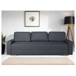 3-Sitzer Home Affaire "SHERIDIAN Schlafsofa mit Bettkasten, in Feincord & Velvet", grau (anthrazit), B:225cm H:80cm T:94cm, 100% Polyester, Sofas, mit Wellenunterfederung, moderne Bez&uuml;ge, B/H/T 225/94/80