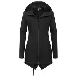 Sweatjacke Ragwear "Wingi", Damen, Gr. M (38), schwarz, 95% Polyester, 5% Elasthan, tailliert ca. Mitte Oberschenkel, hoch geschlossener Ausschnitt, eng normaler Saum mit Daumenl&ouml;chern, Sweatjacken Sweatjacke, Sportliche Damen Kapuzenjacke mit kuschelig weichem Innenleben