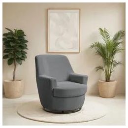 Drehsessel Home Affaire "HETTY, Drehsessel mit Wippfunktion, Lese-Sessel in Cord und Microfaser", grau, B:78cm H:93cm T:88cm, 100% Polyester, Sessel, Drehsessel, mit Federkern, auch im Set mit passendem Hocker