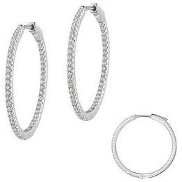 Paar Creolen Firetti "Schmuck Geschenk Silber 925 Ohrschmuck Ohrringe", silber (silberfarben, kristallwei&szlig;, kristallwei&szlig;), Ohrringe, Damen, 35mm, Silber 925 (Sterlingsilber), Made in Germany - mit Zirkonia (synth.)