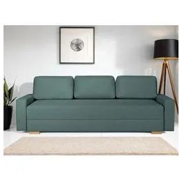 3-Sitzer Home Affaire "SHERIDIAN Schlafsofa mit Bettkasten, in Feincord & Velvet", blau (t&uuml;rkis), B:225cm H:80cm T:94cm, 100% Polyester, Sofas, mit Wellenunterfederung, moderne Bez&uuml;ge, B/H/T 225/94/80