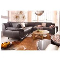 Ecksofa Trendmanufaktur "Rondo wahlweise mit Schlaffunktion, 267x247 cm (BxT), breite Armlehnen", braun, B:267cm H:85cm T:247cm, Kunstleder SOFTLUX;Microfaser PRIMABELLE (100% Polyester);NaturLEDER (echtes Rindsleder);Struktur (54% Polyacryl, 46% Polyester), Sofas, Ecksofa, L-Form, wahlweise mit Federkern bestellbar, F&uuml;&szlig;e schwarz
