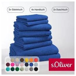 Handtuch Set s.Oliver "s.Oliver, Premium Qualit&auml;t, 600 gr/m2", blau, 8 Stk., Walkfrottier, Walkfrottier, Obermaterial: 100% Baumwolle, Handtuch-Sets, 2 G&auml;stet&uuml;cher 30x50, 4 Handt&uuml;cher 50x100, 2 Duscht&uuml;cher 70x140
