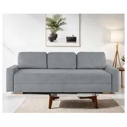 3-Sitzer Home Affaire "SHERIDIAN Schlafsofa mit Bettkasten, in Feincord & Velvet", grau, B:225cm H:80cm T:94cm, 100% Polyester, Sofas, mit Wellenunterfederung, moderne Bez&uuml;ge, B/H/T 225/94/80