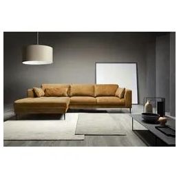 Ecksofa Trendmanufaktur "Luzi, wahlweise mit Schlaffunktion & Bettkasten., L-Form", orange (golden orange), B:280cm H:80cm T:168cm, 100% Polyester, Sofas, Ecksofa, Designsofa mit tollem Sitzkomfort, Metallf&uuml;&szlig;e schwarz, Breite 280 cm