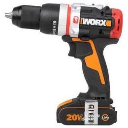 Akku-Schlagbohrmaschine WORX "WX354", bunt (schwarz, orange), B:18,7mm H:6,5mm L:20,4mm, Bohrmaschinen, b&uuml;rstenloser Motor, 18+1+1 Drehmoment, 60Nm, inkl. 2 Akkus & Ladeger&auml;t