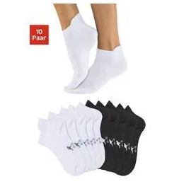 Sneakersocken Kangaroos, Damen, Gr. 39-42, wei&szlig; (5x wei&szlig;, 5x schwarz), Baumwolle, Elasthan, Polyamid, unifarben, elastisch, Socken Sneakersocken, mit erh&ouml;htem B&uuml;ndchen