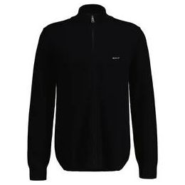 Sweatshirt Gant "Strickjacke COTTON PIQUE HALF ZIP CARDIGAN", Herren, Gr. M, schwarz, Obermaterial: 100% Baumwolle CO., Sweatshirts Sweatshirt