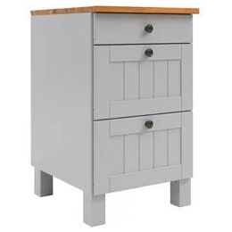 Unterschrank Home Affaire "Alby2", grau (grau, honigfarben), B:50cm H:85cm T:60cm, Massivholz, Schr&auml;nke, Unterschrank, Mit Metallgriffen, Breite 50 cm