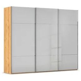 Schwebet&uuml;renschrank Rauch "Kleiderschrank Schrank Garderobe Schlafzimmerschrank SCALE-TRIO", grau (asteiche, glas seidengrau, griffleisten chrom), B:271cm H:223cm T:68cm, Holzwerkstoff, Schr&auml;nke, Schwebet&uuml;renschrank, edle dreigeteilte Front mit 2 Zierleisten Glasfront MADE IN GERMANY