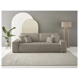 3-Sitzer OTTO HOME "FINNLEY, Schlafsofa 257 cm - OTTO. Verl&auml;ssliche Qualit&auml;t.", grau (taupe), B:257cm H:85cm T:102cm, Bezugstoff 100% PES ;Gramatur 400g/qm +/- 5%, Sofas, mit Bettkasten, in Boucl&eacute;, Struktur fein und Mega Cord