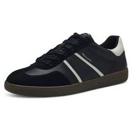 Plateausneaker Tamaris, Damen, Gr. 41, schwarz (schwarz, kombiniert), Leder, Lederimitat, kontrastfarbene Details, unifarben mit Farbeinsatz, Schuhe Plateausneaker, Freizeitschuh, Halbschuh, Schn&uuml;rschuh mit gepolstertem Schaftrand