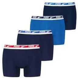 Boxershorts Puma "Boxershort Everyday Multi Logo Boxer 4P 4er Pack", Herren, Gr. M, blau, Obermaterial: 95% Baumwolle CO. 5% Elasthan EL., Unterhosen
