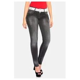 Cipo & Baxx 5-Pocket-Jeans CIPO & BAXX "Jeans", Damen, Gr. 31, L&auml;nge 32, schwarz, 85% Baumwolle, 13% Polyester, 2% Elasthan, unifarben, slim fit lang, Jeans 5-Pocket-Jeans, in Slim-Fit, CBW-0655
