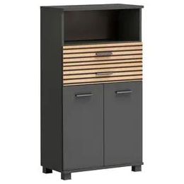 Schildmeyer Midischrank WELLTIME "Katta, Breite 60 cm", schwarz (anthrazit, akustikprint), B:59,8cm H:110,5cm T:32,6cm, FSC-zertifizierter Holzwerkstoff, Schr&auml;nke, Midischrank, Schubladen mit Akustikprint