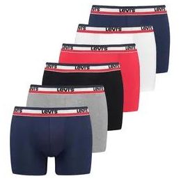 Levi's Boxershorts LEVI'S "Boxershort SPRTSWR LOGO BOXER BRIEF ORG CO 6P ECOM 6er Pack", Herren, Gr. S, bunt (blau, rot, grau), Obermaterial: 95% Baumwolle CO. 5% Elasthan EL., Unterhosen