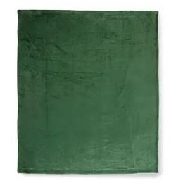 Plaid HIP "Uni", gr&uuml;n (dunkelgr&uuml;n), B:160cm L:180cm, Kunstfaser, Polyester, Softvelour, Wohndecken, Super Weich, Kuscheldecke, Wohndecke, 160x180 cm, Unifarben Dunkelblau