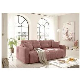 Schlafsofa ED EXCITING DESIGN "Bullet", rot (coral), B:235cm H:88cm T:120cm, 95% Polyester, 5% Polyamide, Sofas, Schlafsofa, mit Bettkasten & 2 Zierkissen