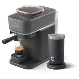 Philips BARISTINA Espressomaschine "BAR303/60 mit Mahlwerk f&uuml;r ganze Bohnen, Milchaufsch&auml;umer inkl.", grau (schwarzgrau), 1, Kaffeemaschinen, 16 bar Pumpendruck, Schwarzgrau, Espressomaschine