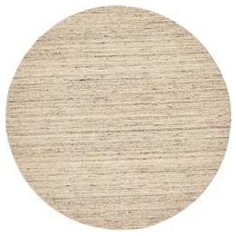 Wollteppich Theko "Pure UNI", beige, H:14mm &Oslash;:100cm, Schurwolle, Teppiche, Handwebteppich, meliert, reine Wolle, handgewebt
