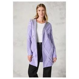 Cardigan Cecil, Damen, Gr. L (42), lila (lila melange), Stoff, 42% Polyacryl, 31% Polyester, 27% Baumwolle, bedruckt, normal kniefrei, ohne Ausschnitt, B&uuml;ndchen, Strickjacken, mit grafischem Muster