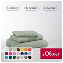 Handtuch Set s.Oliver "s.Oliver, Premium Qualit&auml;t, 600 gr/m2", gr&uuml;n (hellgr&uuml;n), 3 Stk., Walkfrottier, Walkfrottier, Obermaterial: 100% Baumwolle, Handtuch-Sets, 1 G&auml;stetuch 30x50 cm, 1 Handtuch 50x100 cm, 1 Duschtuch 70x140 cm
