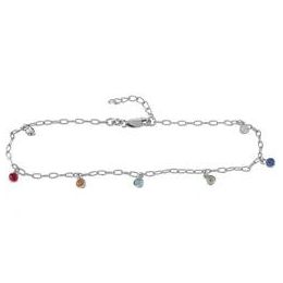 Armband ZEEme "Silber 925 rhodiniert mit bunten Kristallen 16+3cm lang", wei&szlig; (wei&szlig;, bunt), Armb&auml;nder, Damen, 16+3cm, Silber 925 (Sterlingsilber), gl&auml;nzend, Armband