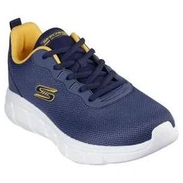 Sneaker Skechers "Bobs SportTM B Flex &ndash; Chill Edge", Herren, Gr. 43, blau (navy, orange), Lederimitat, Mesh, kontrastfarbene Details, Schuhe Sneaker, Chunky Sneaker, Schn&uuml;rschuhe in veganer Verarbeitung