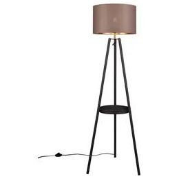 Trio REALITY LEUCHTEN Stehlampe "COLETTE, Stehleuchte Dreibein mit Ablagefl&auml;che exkl 1xE27 max 60W", schwarz (schwarz matt taupe), 1, &Oslash; 57cm H: 152,5cm, 1 Stk., Leuchten, Stehleuchte &Oslash; 57cm mit Fu&szlig;schalter moderne Farbkombination innen gold, Stehlampe