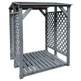 Kaminholzregal Promadino, grau, B:120cm H:148cm T:118cm, Holz, Metall, Kaminholzlager, Kaminholzregal, besonders robust, bietet gen&uuml;gend Stauraum f&uuml;r 3 Reihen Holzscheite