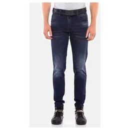 Cipo & Baxx Slim-fit-Jeans CIPO & BAXX "Jeans", Herren, Gr. 38, L&auml;nge 32, blau, 90% Baumwolle, 10% Elasthan, unifarben, Basic, slim fit lang, Jeans Slim-fit-Jeans, im Slim-Fit Schnitt, CD540