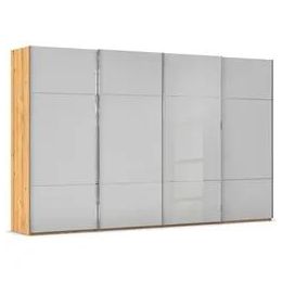 Schwebet&uuml;renschrank Rauch "Kleiderschrank Schrank Garderobe Schlafzimmerschrank SCALE-TRIO", grau (asteiche, glas seidengrau, griffleisten chrom), B:360cm H:223cm T:68cm, Holzwerkstoff, Schr&auml;nke, Schwebet&uuml;renschrank, edle dreigeteilte Front mit 2 Zierleisten Glasfront MADE IN GERMANY