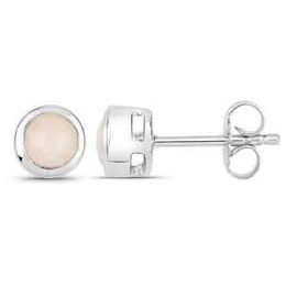 Paar Ohrstecker VIRA JEWELS "925-Sterling Silber rhodiniert gl&auml;nzend Opal wei&szlig; rund", wei&szlig; (wei&szlig;, wei&szlig;), Ohrringe, Damen, one-size, 0,54, Silber 925 (Sterlingsilber)