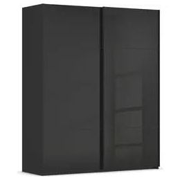 Schwebet&uuml;renschrank Rauch "Kleiderschrank Schrank Garderobe Schlafzimmerschrank SCALE-TRIO", schwarz (schwarz, glas schwarz, griffleisten schwarz), B:181cm H:223cm T:67cm, Holzwerkstoff, Schr&auml;nke, Schwebet&uuml;renschrank, edle dreigeteilte Front mit 2 Zierleisten Glasfront MADE IN GERMANY